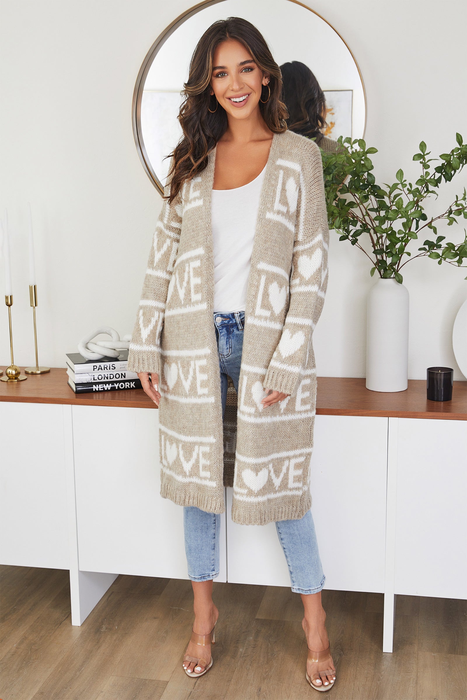 KNIT JACQUARD "LOVE" CARDIGAN SWEATER – Milio Milano